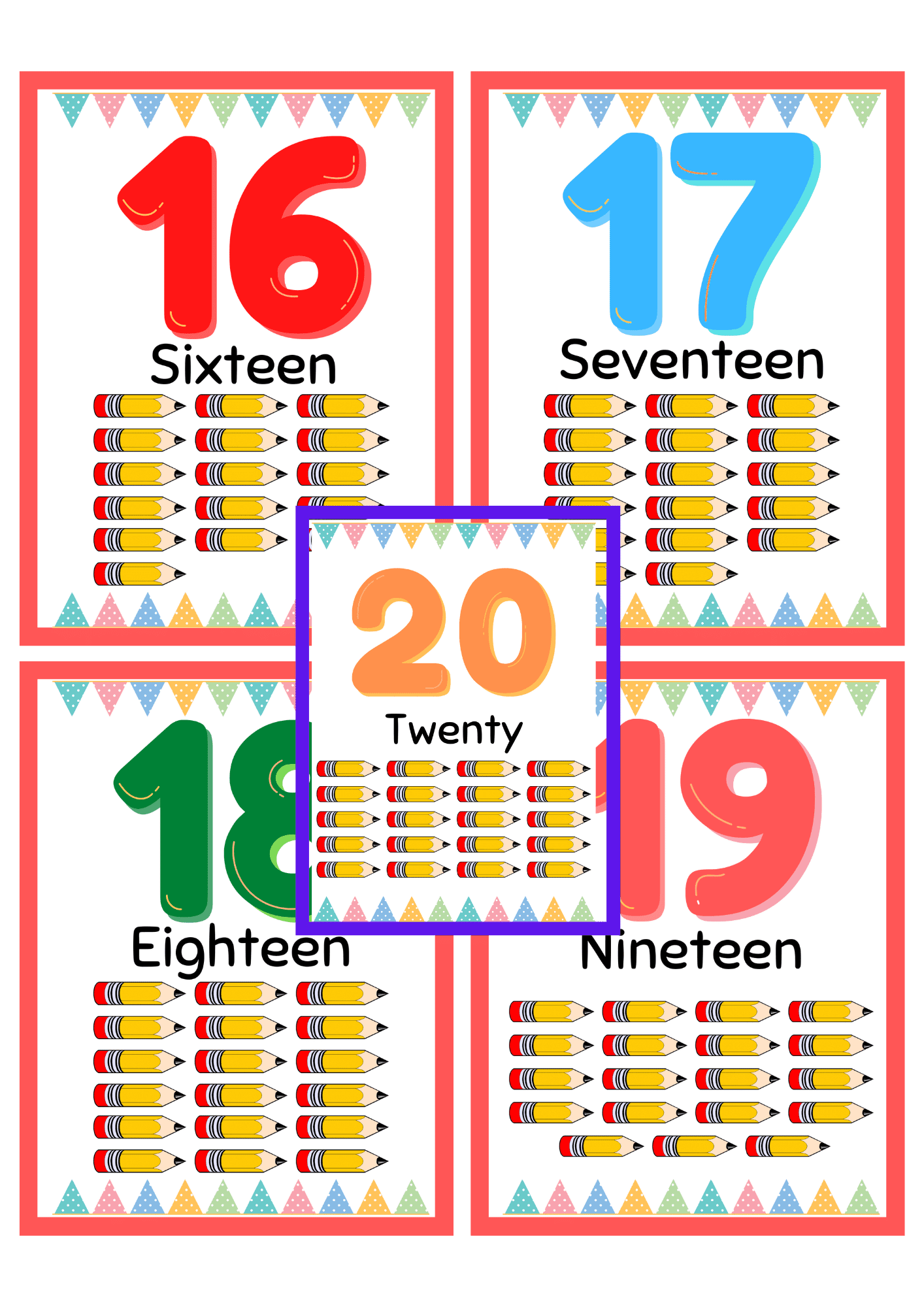Number 0-20 Flashcard PDF Printable - WorksheetForKid