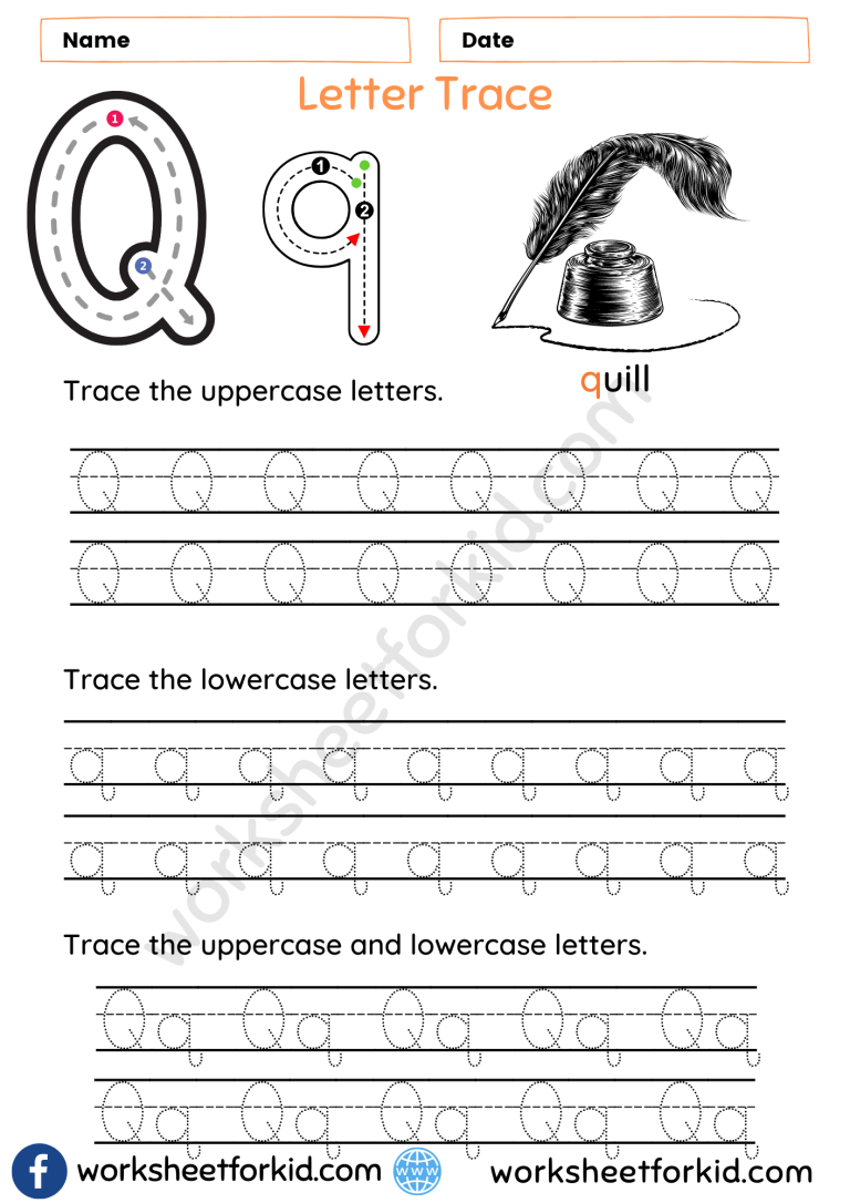Letter Tracing Worksheets Q - WorksheetForKid