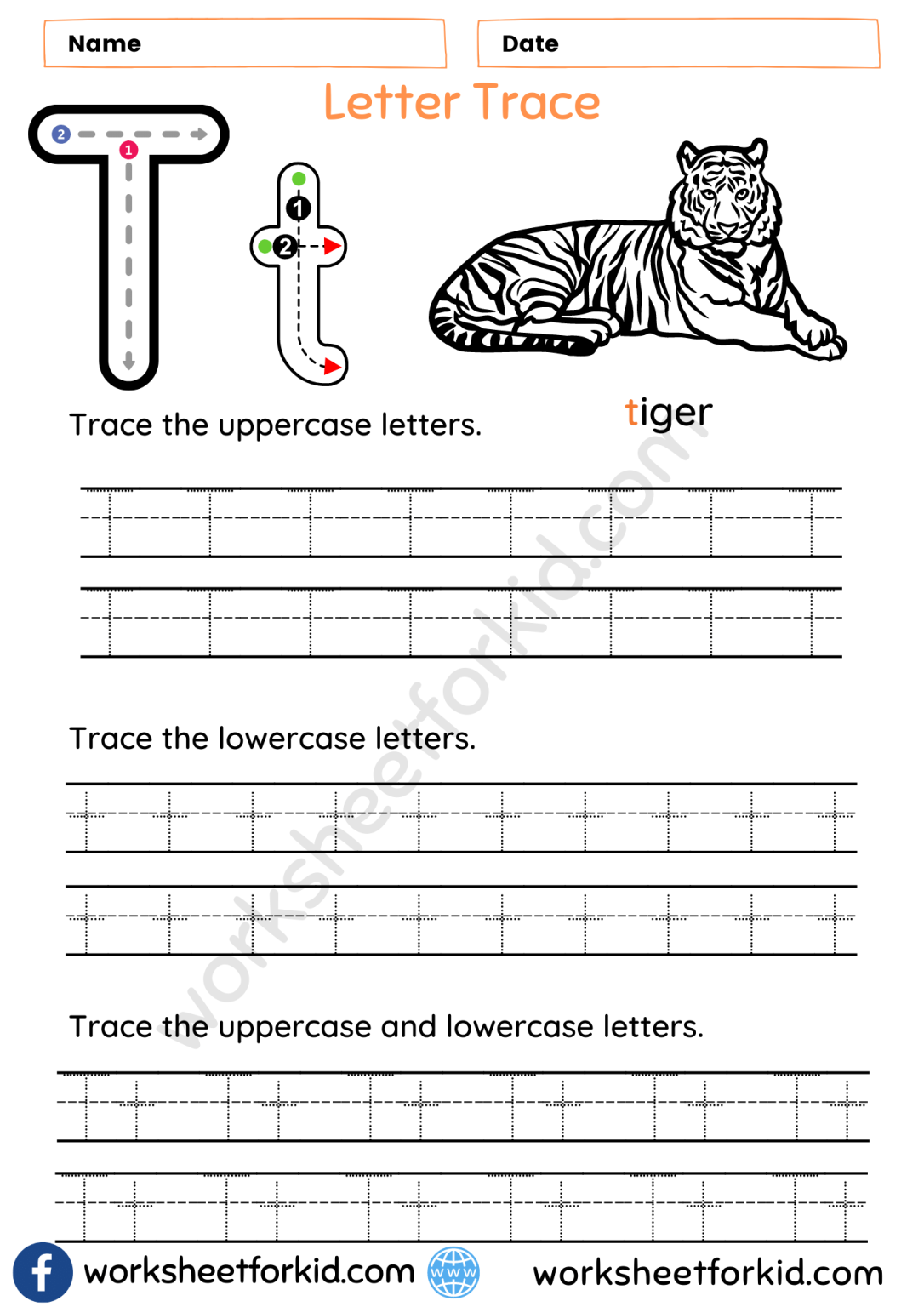 Letter Tracing Worksheets T - WorksheetForKid