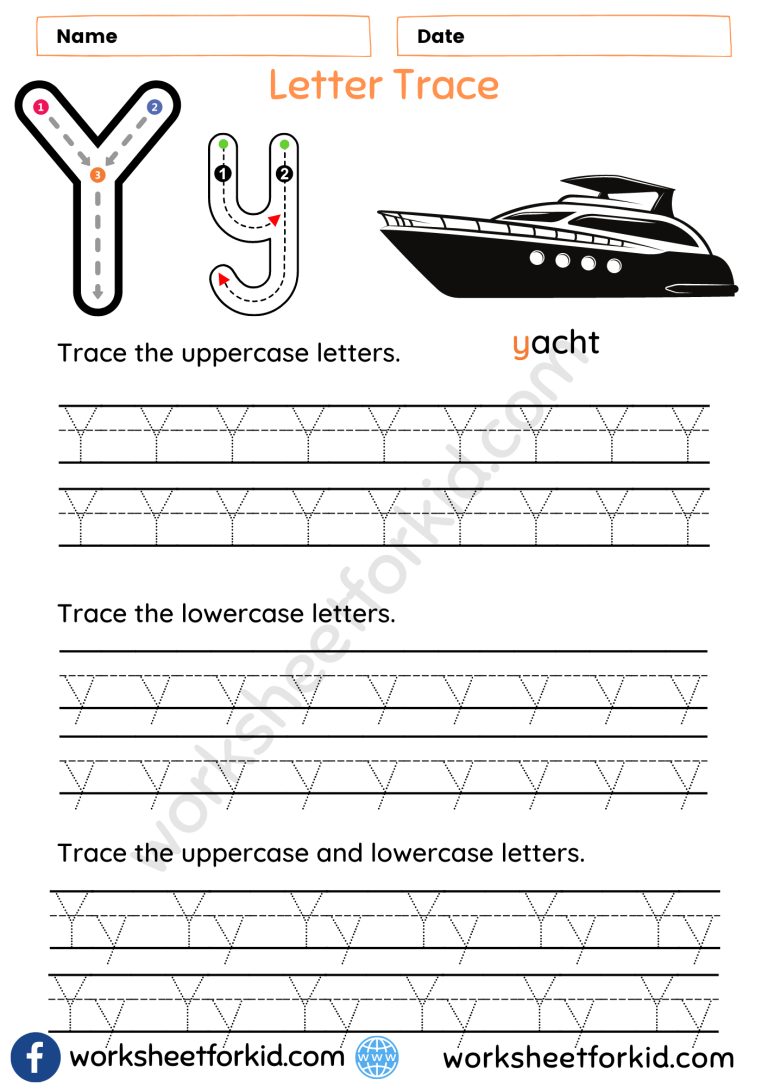 Letter Tracing Worksheets Y - WorksheetForKid