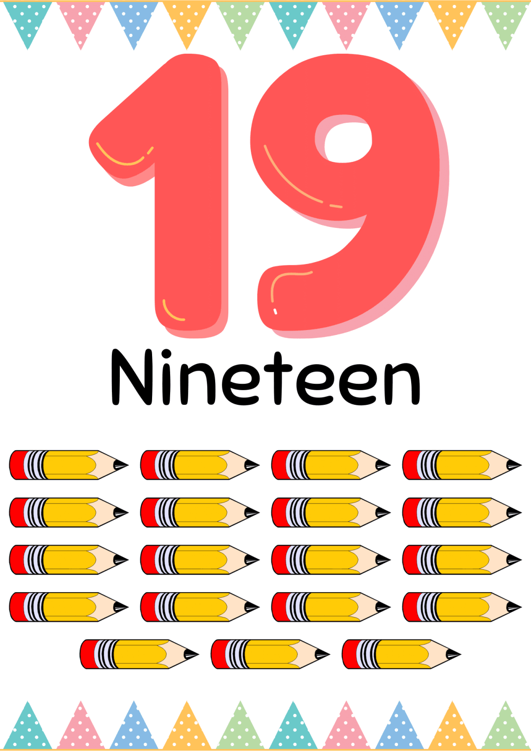 Free Number 19 Flashcard PDF Printable - WorksheetForKid
