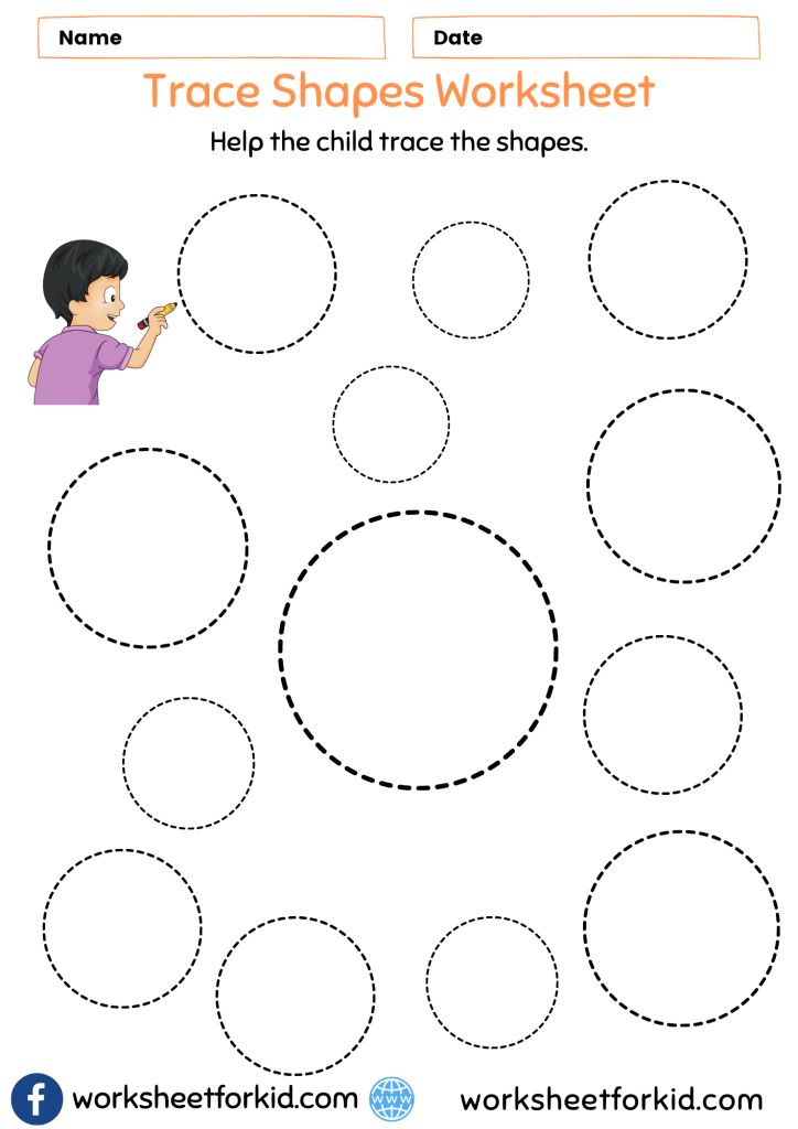 Trace Shapes Worksheet Circle - WorksheetForKid