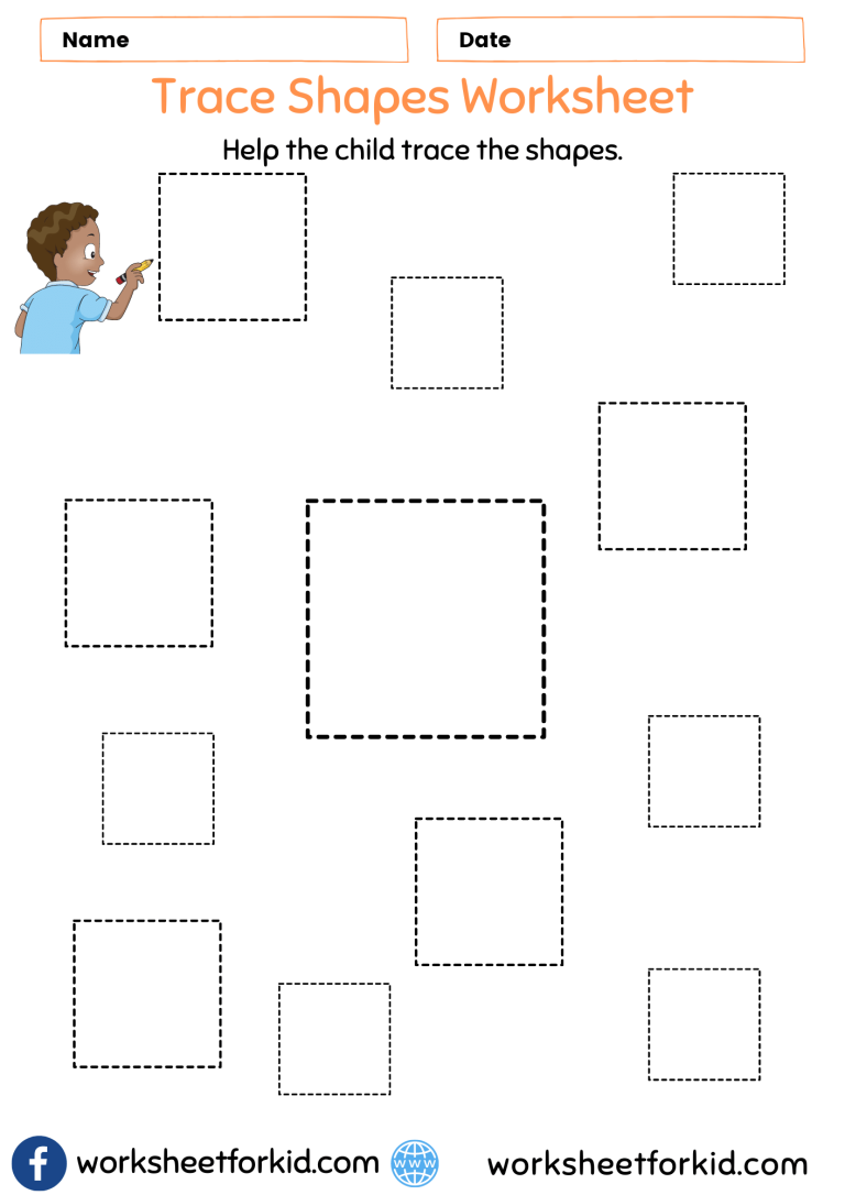Trace Shapes Worksheet Square - WorksheetForKid
