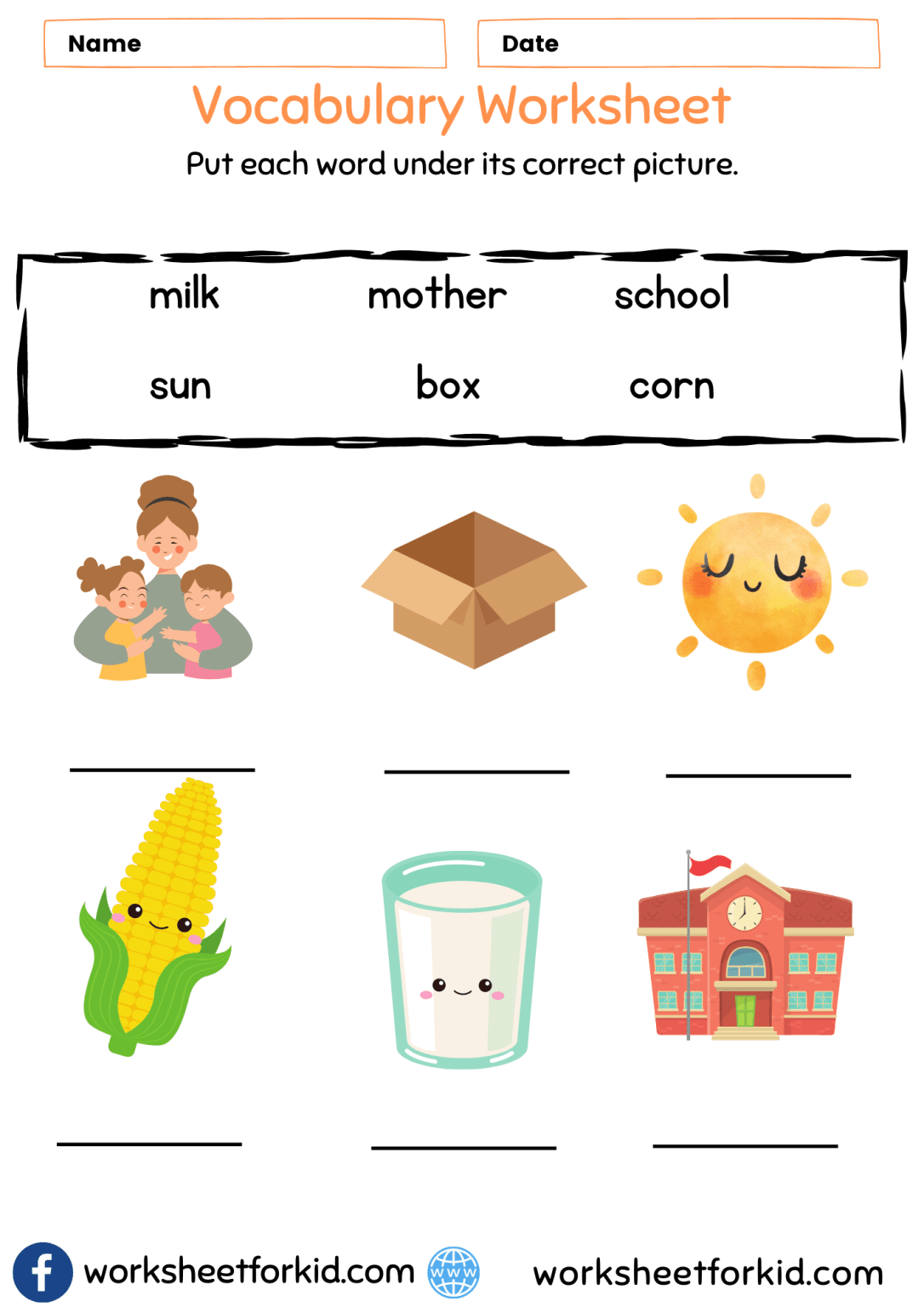 Fruits Vocabulary Worksheet PDF-2 - WorksheetForKid