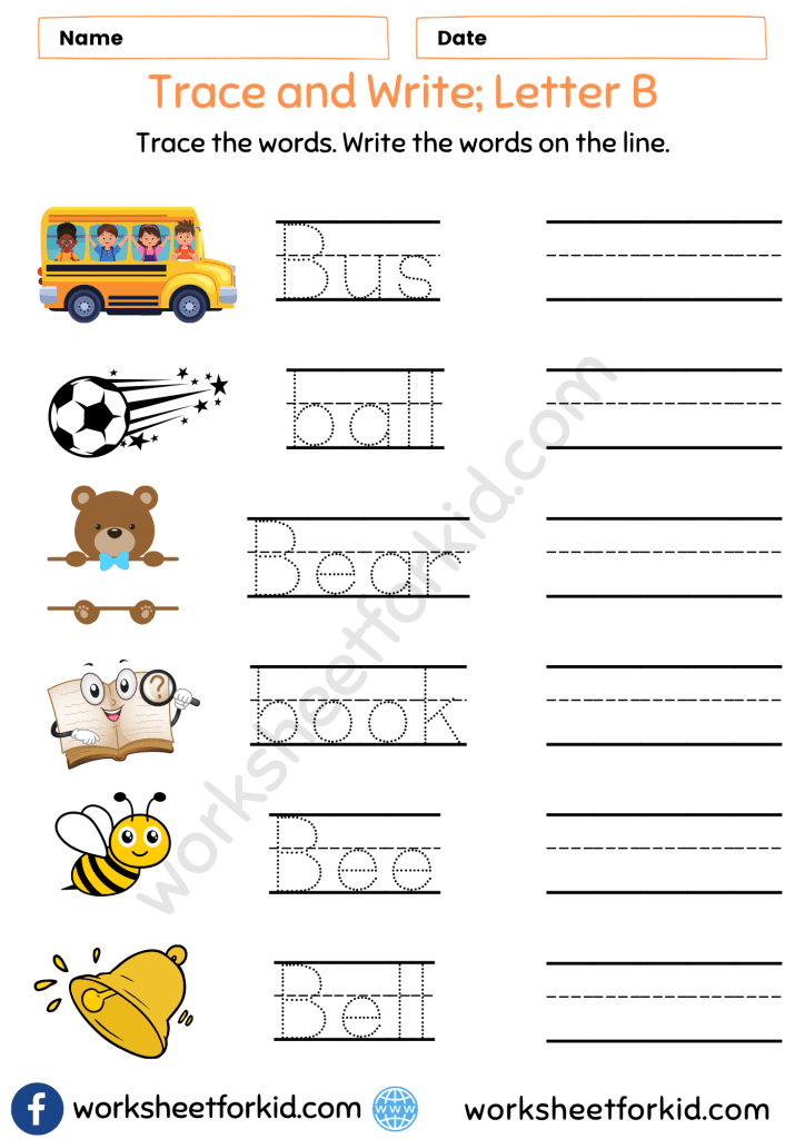 Trace and Write Words Worksheet Free Printable Pdf & Doc - WorksheetForKid