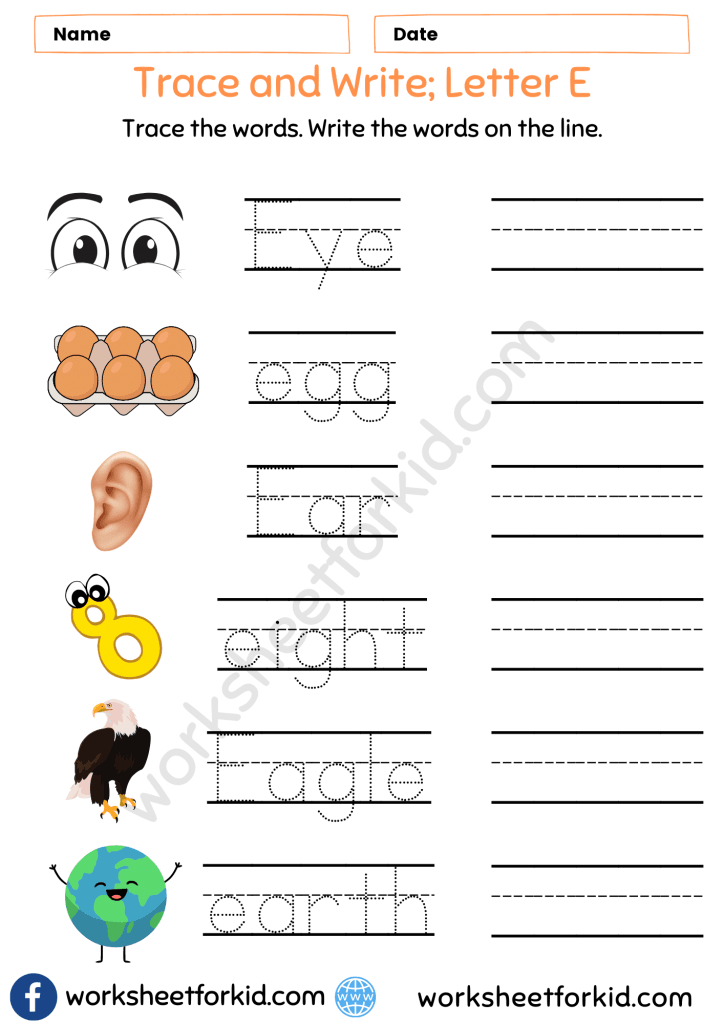 Trace and Write Words Worksheet Free Printable Pdf & Doc - WorksheetForKid