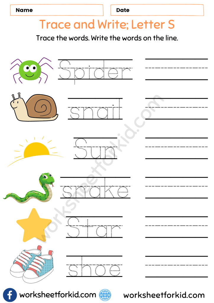 Trace and Write Words Worksheet Free Printable Pdf & Doc - WorksheetForKid